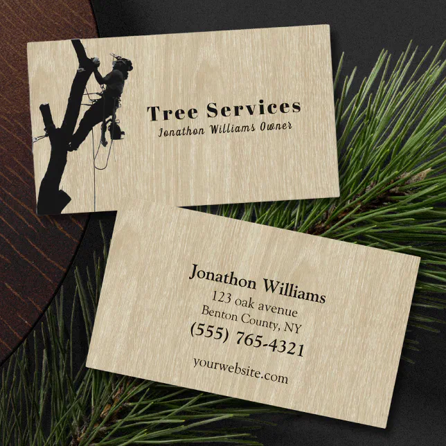 Wood Professional Tree Trimming Service Business Card | Zazzle