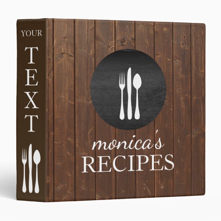 Wood Recipe Cooking Vintage Personalized Binder | Zazzle.com