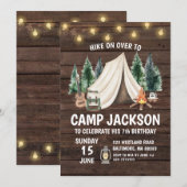 Wood Rustic Camping Kid's Birthday Invitation | Zazzle