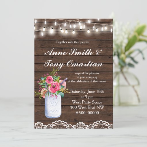 Wood Rustic Wedding Invitation | Zazzle