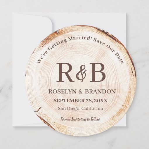 Wood Rustic Wedding Monogram Names Custom Photo Save The Date | Zazzle