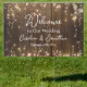 Wood Rustic White Floral String Lights Welcome Sign | Zazzle