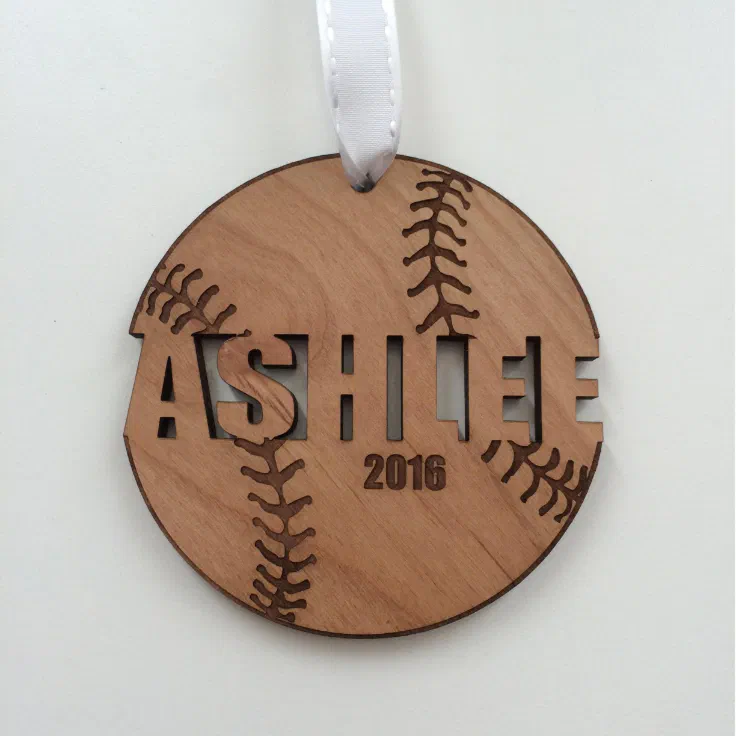 Wood Softball Ornament for Christmas Team Gifts | Zazzle