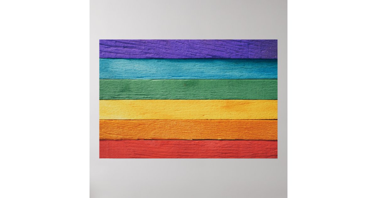Wood-Textured Rainbow flag Poster | Zazzle