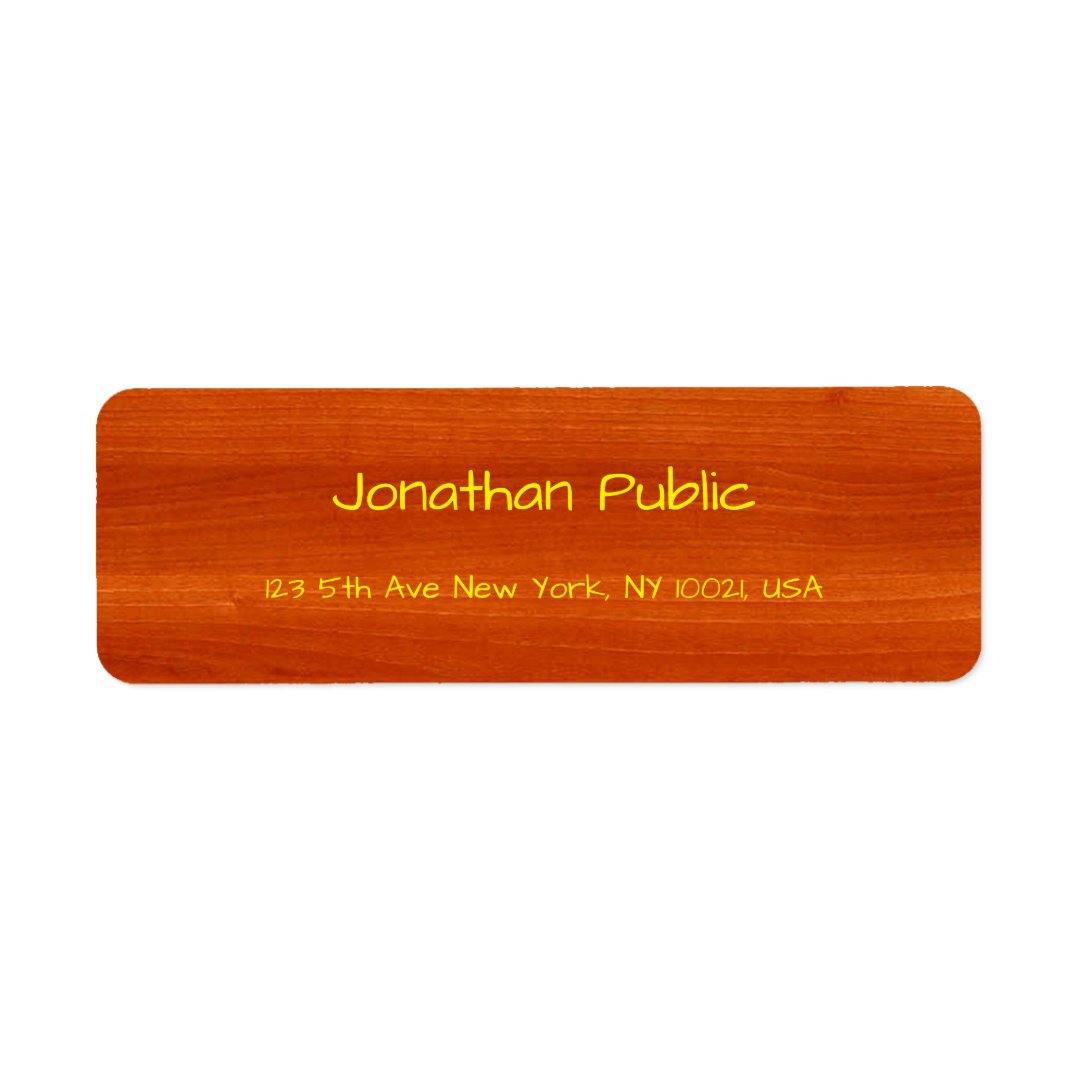 Wood Walnut Handwritten Script Name Gold Text Label | Zazzle