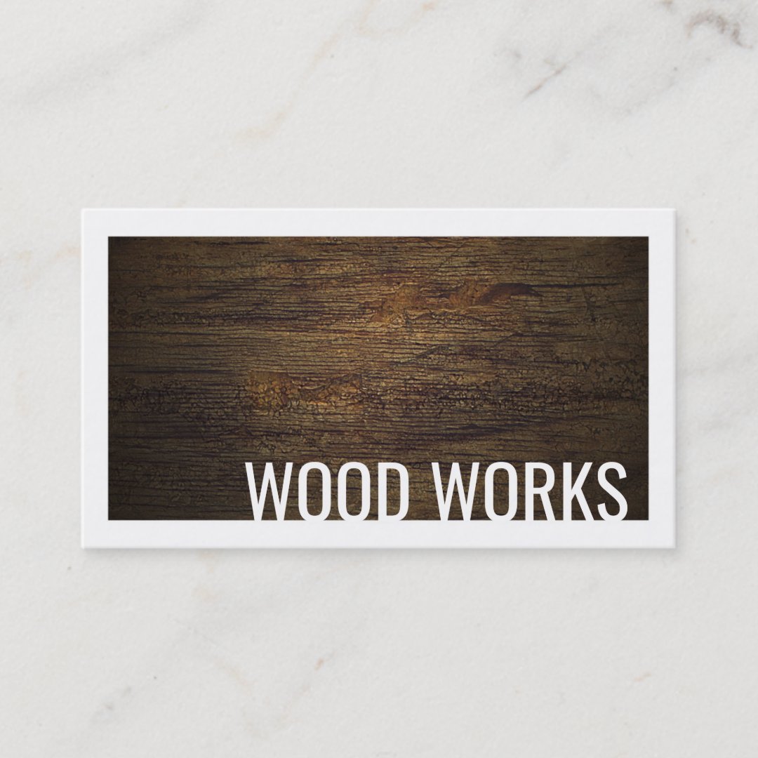 Wood Works Wooden Board Design Bordered Card | Zazzle
