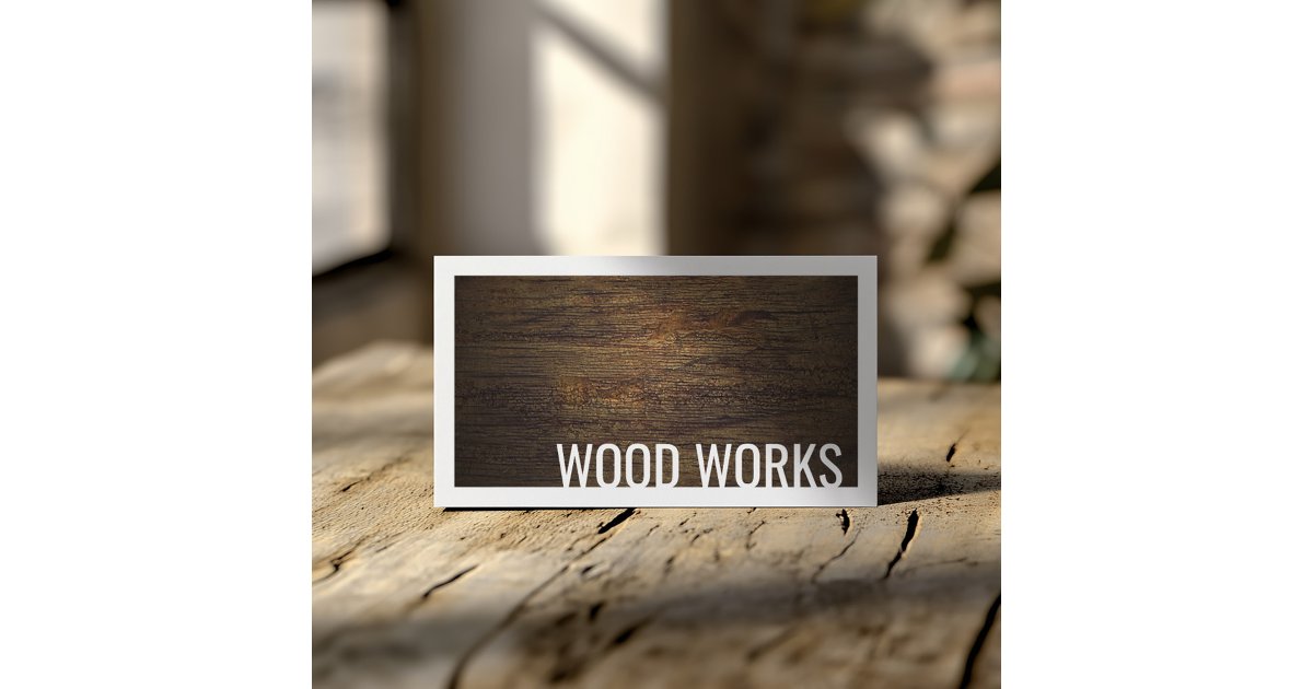 Wood Works Wooden Board Design Bordered Card | Zazzle