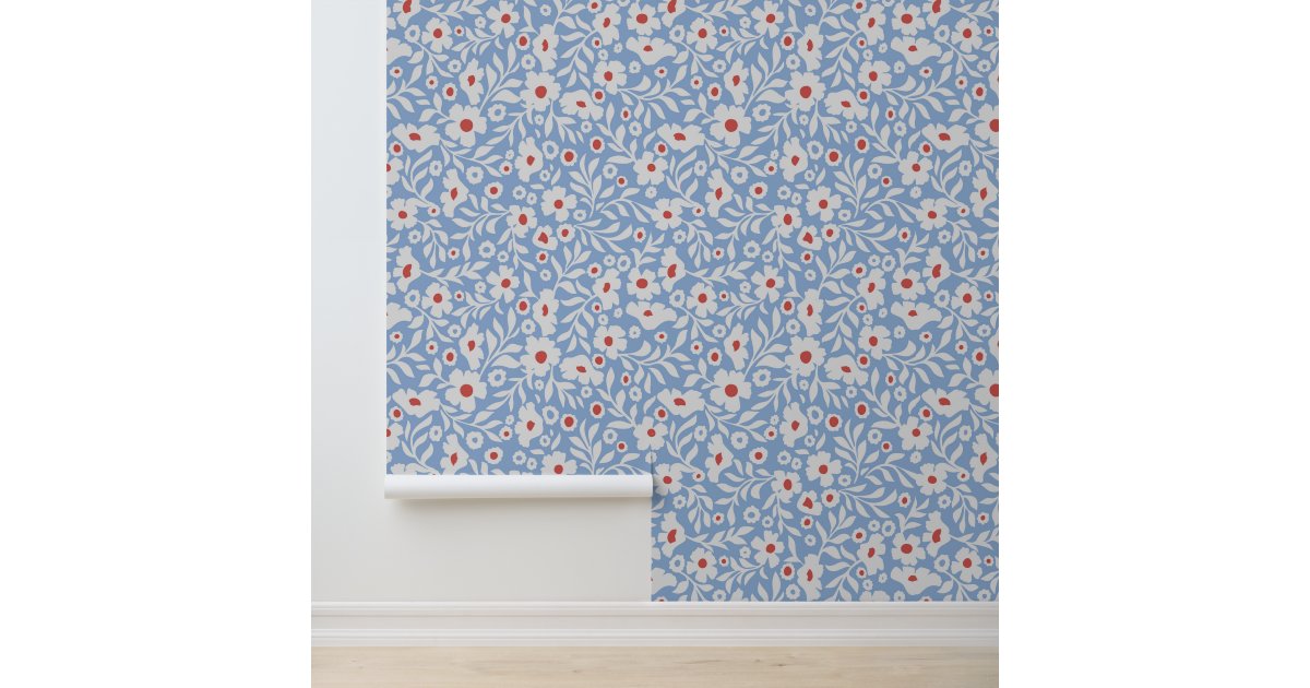 Woodblock Floral Pattern Wallpaper | Zazzle