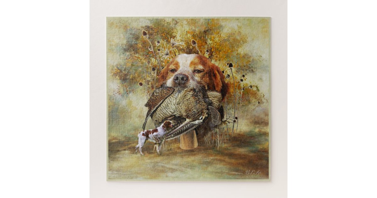 Woodcock hunting with Brittany Spaniel Jigsaw Puzzle | Zazzle