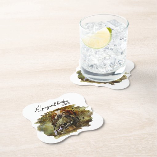 Woodcock hunting with Brittany Spaniel Paper Coaster | Zazzle
