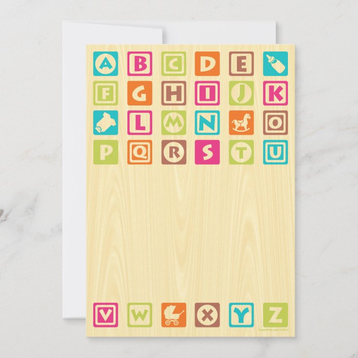Wooden Baby Blocks Baby Shower Invitations | Zazzle