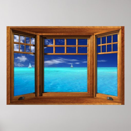 Wooden Bay Window Illusion - Sail Boats Poster | Zazzle