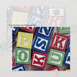Wooden blocks with alphabets for kids postcard | Zazzle