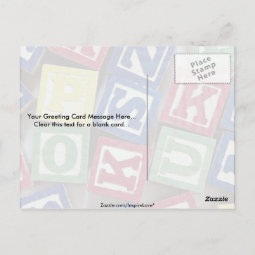 Wooden blocks with alphabets for kids postcard | Zazzle