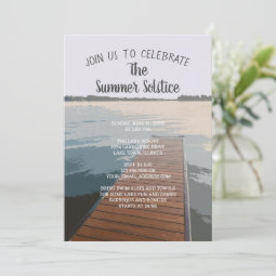 Wooden Boat Dock Summer Solstice Lake Party Invitation | Zazzle