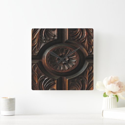 Wooden Carving Clock | Zazzle