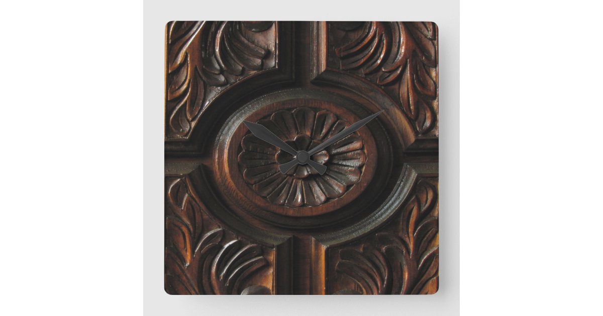 Wooden Carving Clock | Zazzle