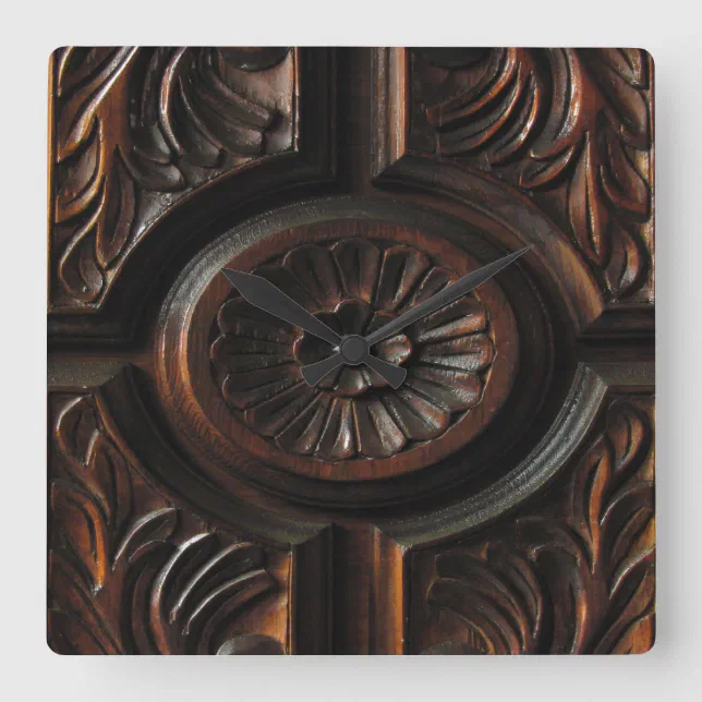 Wooden Carving Clock | Zazzle