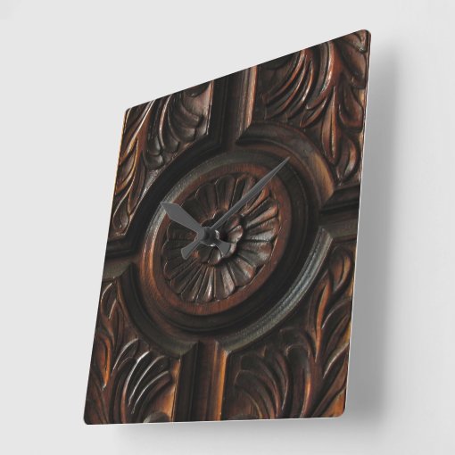 Wooden Carving Clock | Zazzle