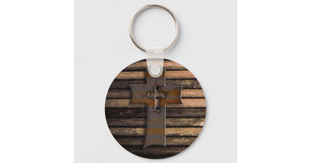 Wooden Cross Keychain | Zazzle