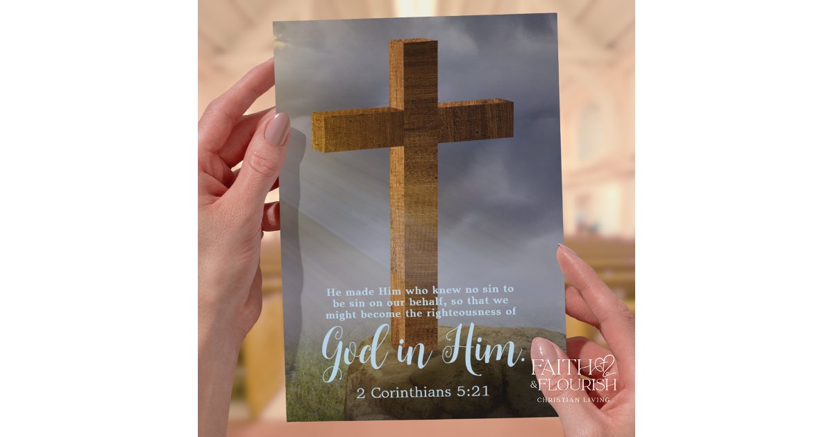 Wooden Cross Scripture Church Bulletin Template | Zazzle