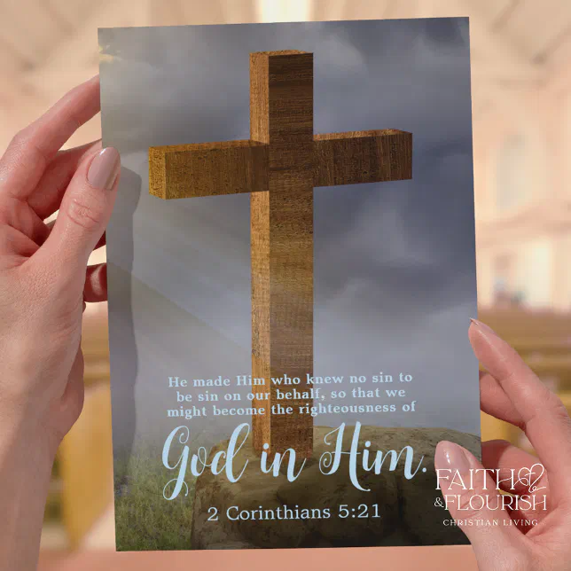Wooden Cross Scripture Church Bulletin Template | Zazzle