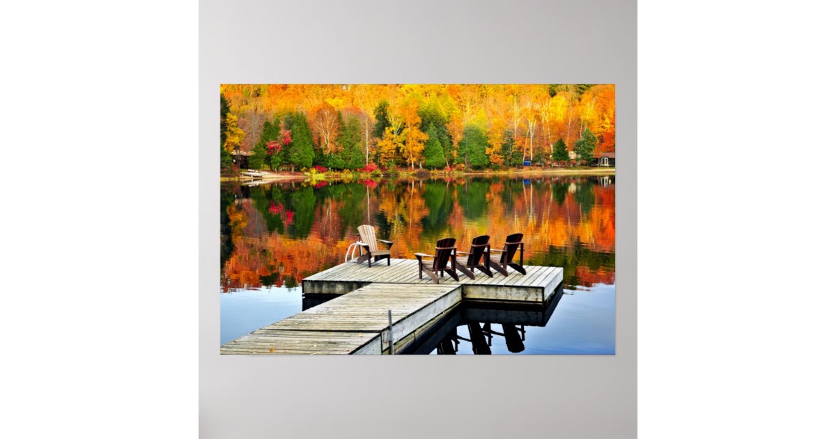 Wooden Dock On Autumn Lake Poster | Zazzle