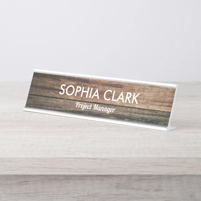 Wooden Forest Boho Country Woods Texture Custom Desk Name Plate | Zazzle