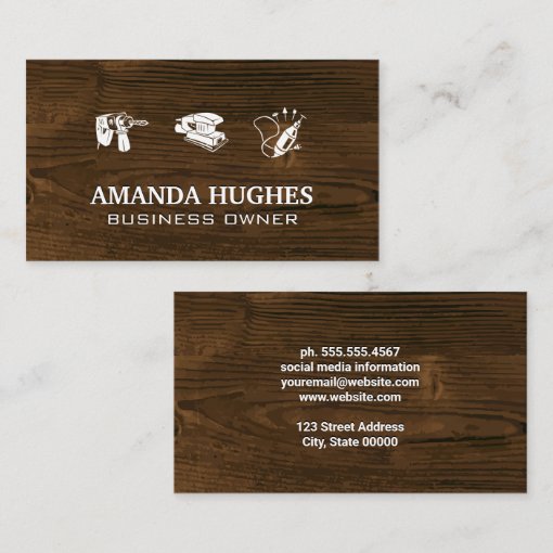 Wooden Grain | Carpentry Power Tools Business Card | Zazzle