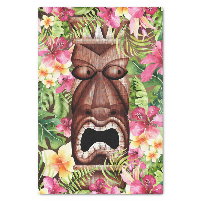Wooden Hawaiian Tiki Luau Summer Tropical Party Tissue Paper | Zazzle