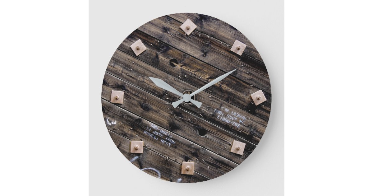 Wooden Industrial Wire Spool Large Clock | Zazzle