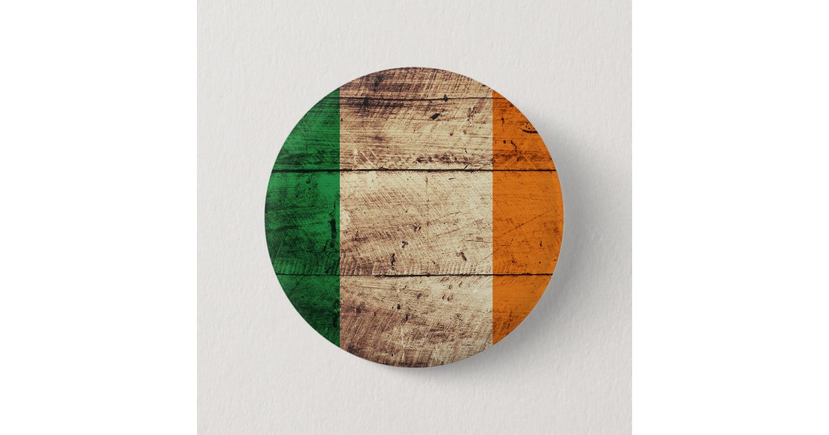 Wooden Ireland Flag Button | Zazzle