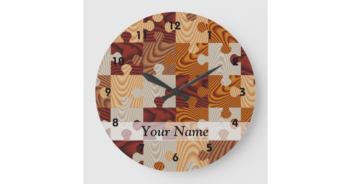Wooden jigsaw puzzle large clock | Zazzle