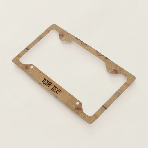 "Wooden" License Plate Frame with your Text | Zazzle