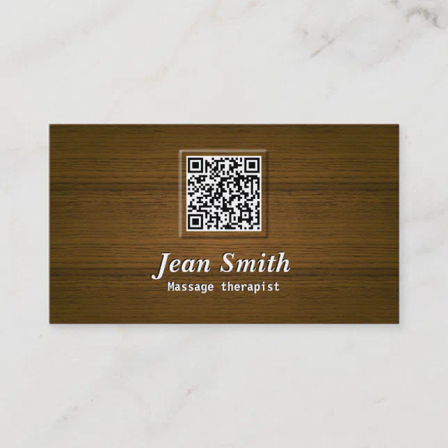 Wooden QR Code Massage Therapist Business Card | Zazzle