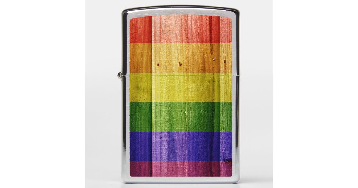 Wooden rainbow pride flag zippo lighter | Zazzle