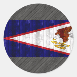 Wooden Samoan Flag Round Sticker