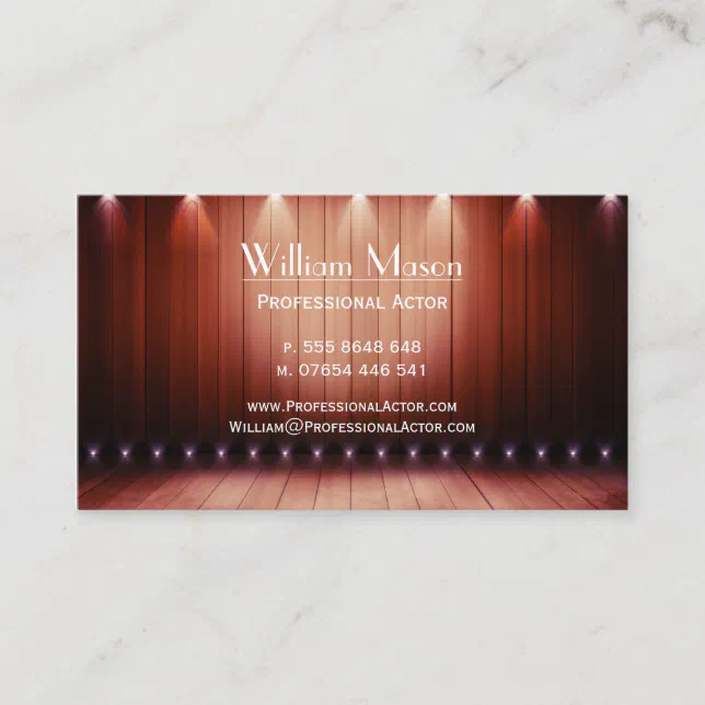 Wooden Spotlight Stage, Actor - Business Card | Zazzle