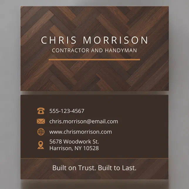 Wooden Texture Handyman & General Contractor Business Card | Zazzle