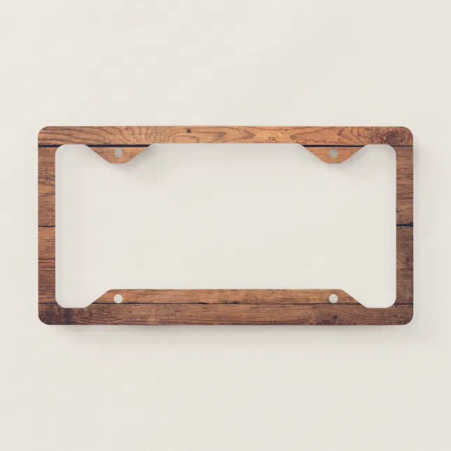 Wooden texture license plate frame | Zazzle