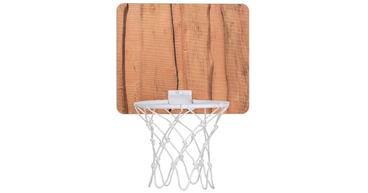 Wooden texture mini basketball hoop | Zazzle