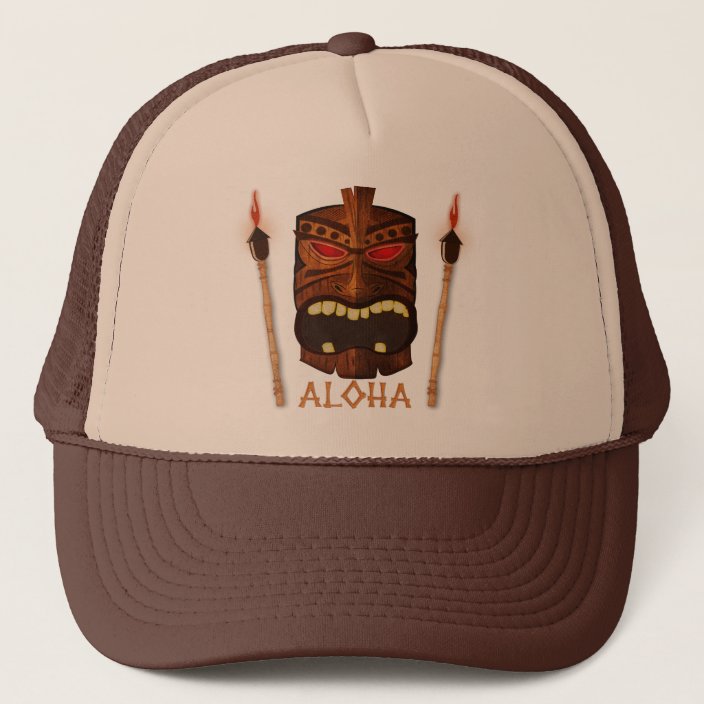 Wooden Tiki Aloha Retro Hawaiian Summer Custom Trucker Hat | Zazzle.com