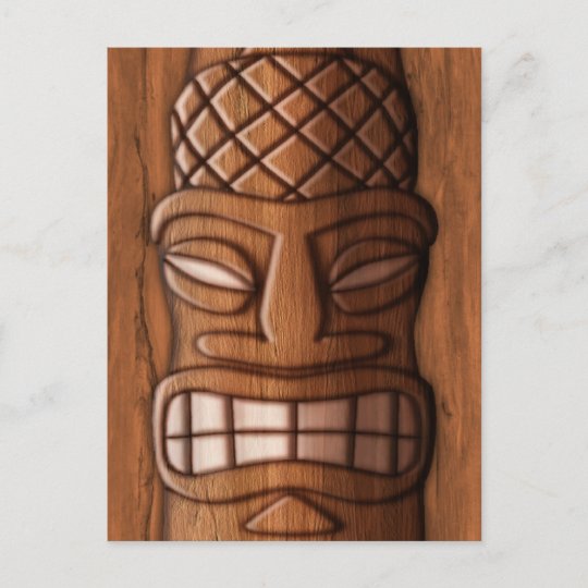 Wooden Tiki Mask Postcard | Zazzle.com