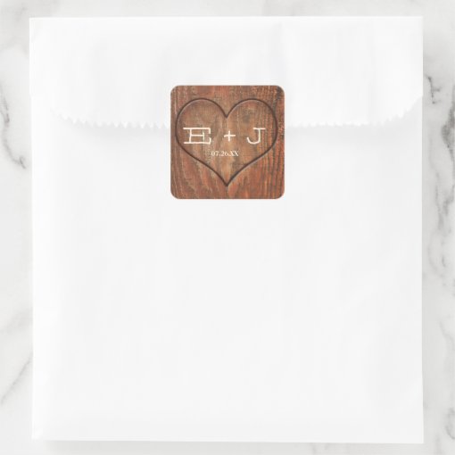 Wooden Tree Trunk Carved Heart Rustic sticker | Zazzle