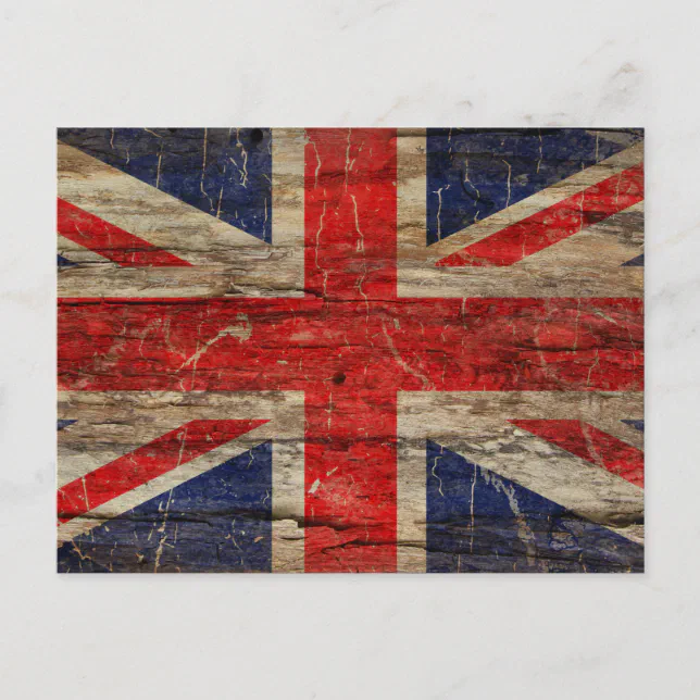 Wooden Vintage Union Jack Flag Postcard | Zazzle