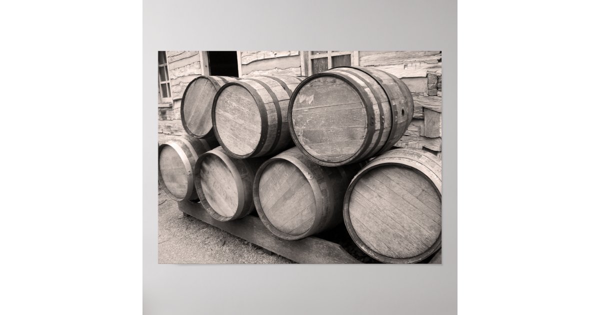 Wooden Whiskey Barrels Poster | Zazzle