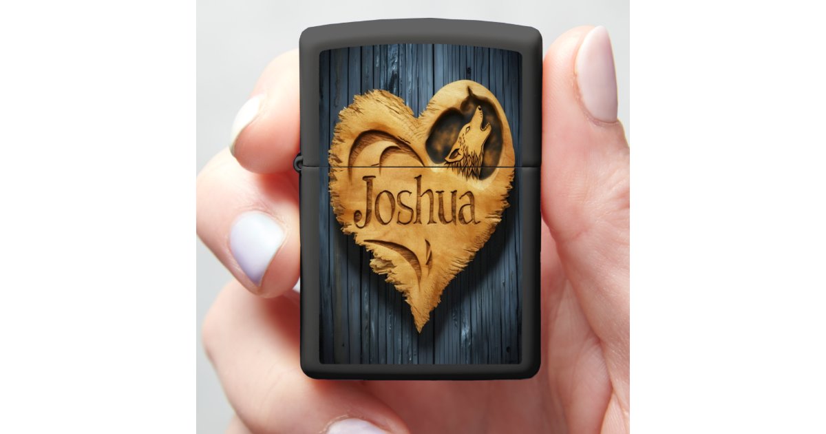 Wooden Wolf Heart Sign Zippo Lighter | Zazzle