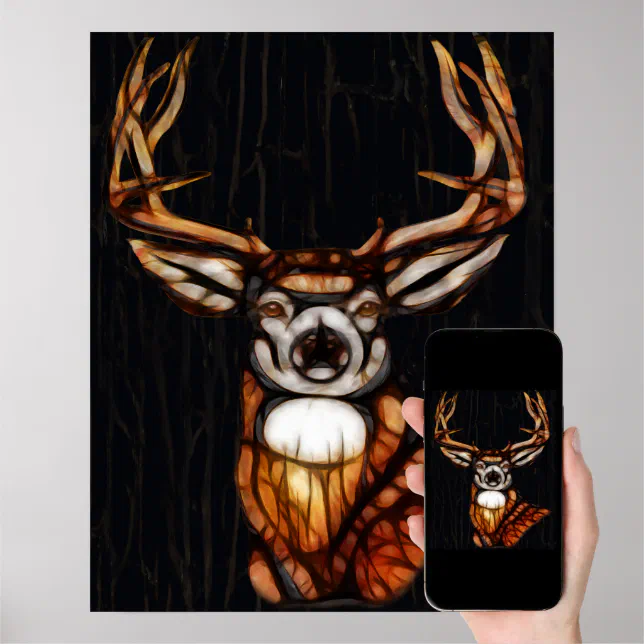 Wooden Wood Deer Rustic Country Cabin Unique Art Poster | Zazzle
