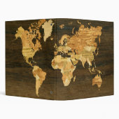 Wooden World Map 3 Ring Binder | Zazzle