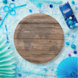 Wooden World Map Asia Disposable Paper Plates | Zazzle